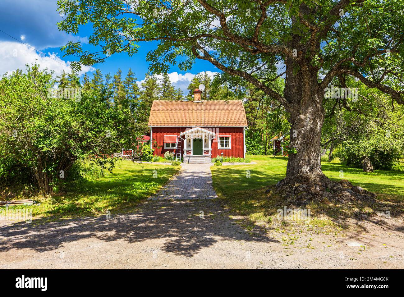 Red Wooden House Near Vimmerby In Sweden Stock Photo - Alamy