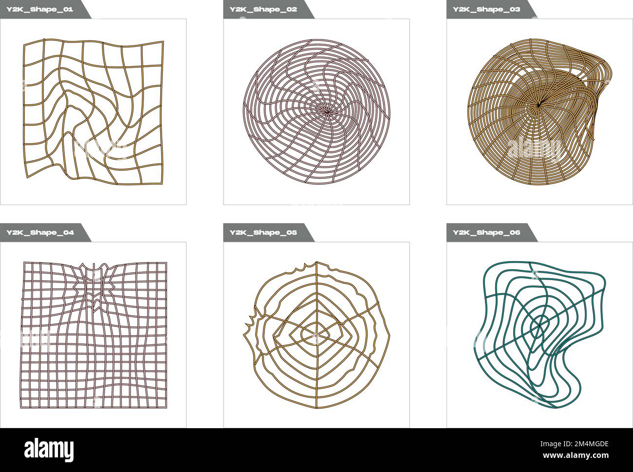 Collection of Y2K elements. Retro futuristic graphic ornaments. Objects ...