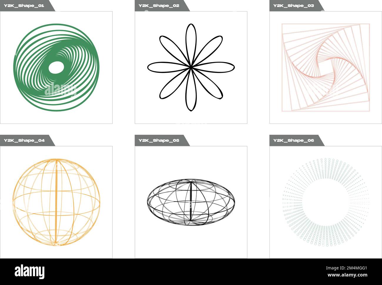 Vector set of Y2K. Extraordinary Graphic Assets. Templates for notes ...