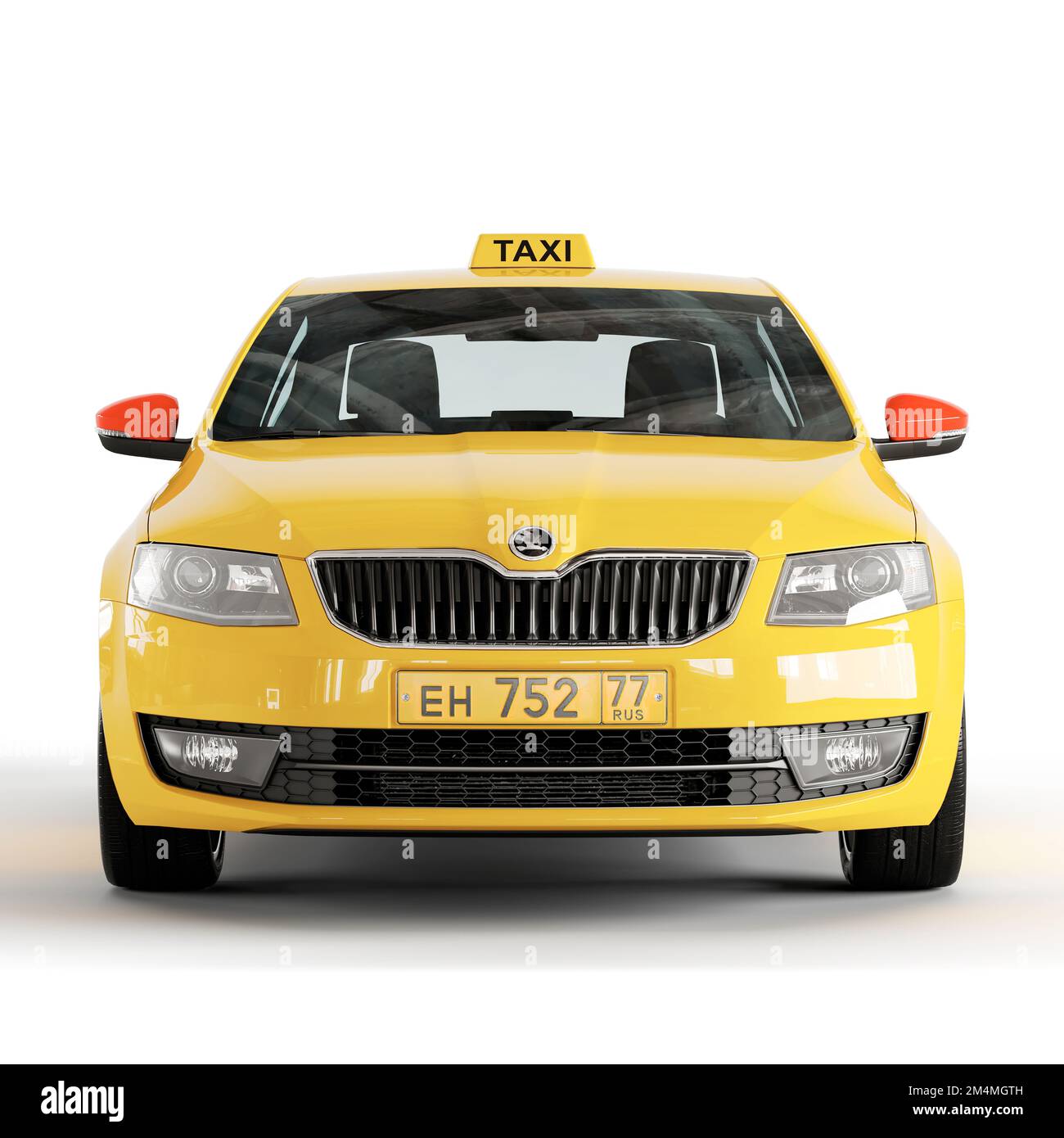 A 3D render of a yellow taxi cab isolated on a white background Stock ...