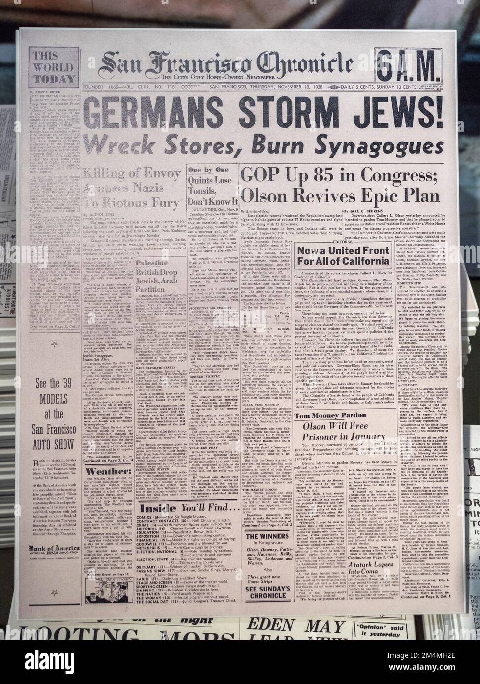 "Germans Storm Jews" headline on front page of the San Francisco ...