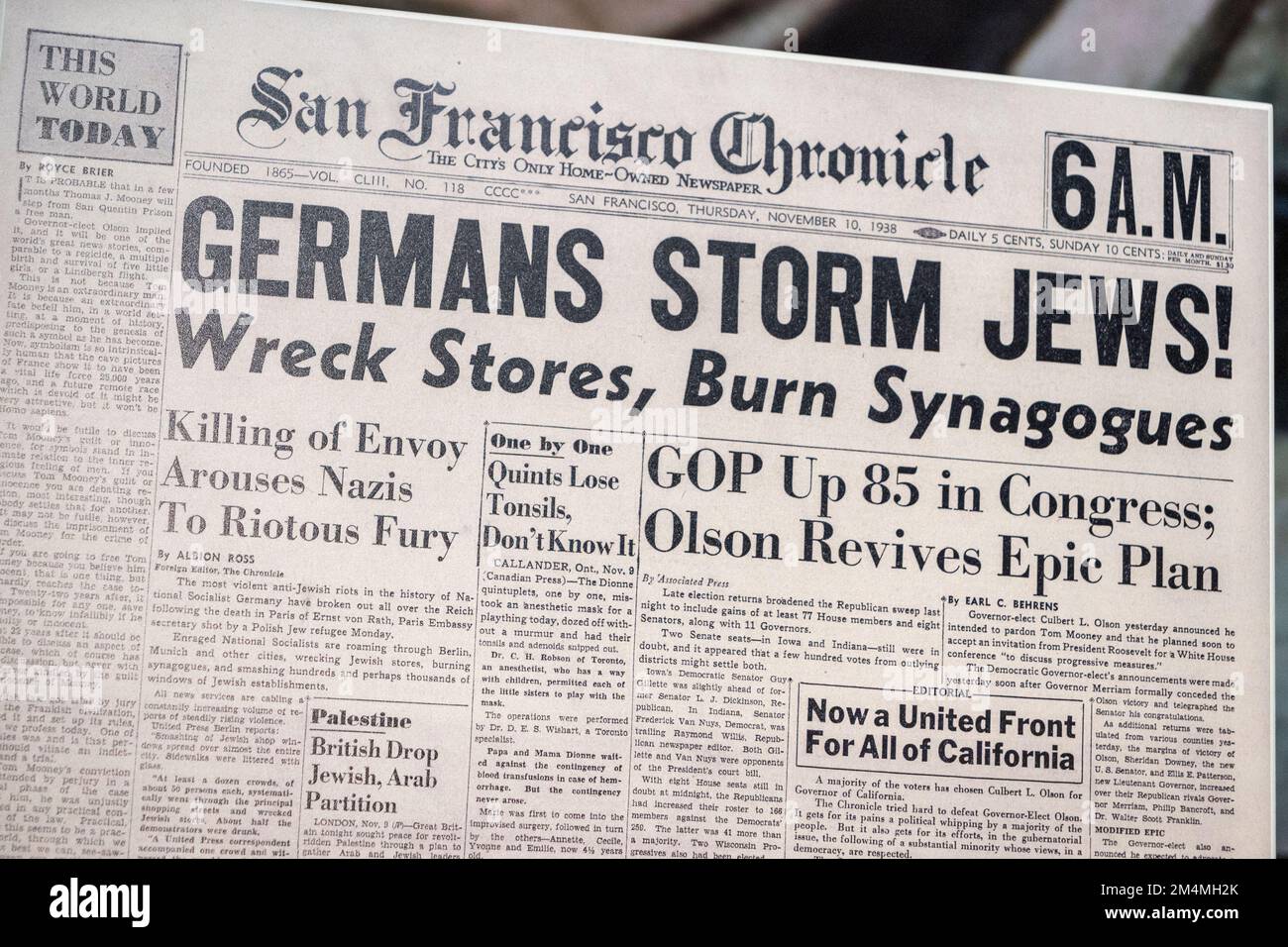 "Germans Storm Jews" headline on front page of the San Francisco ...