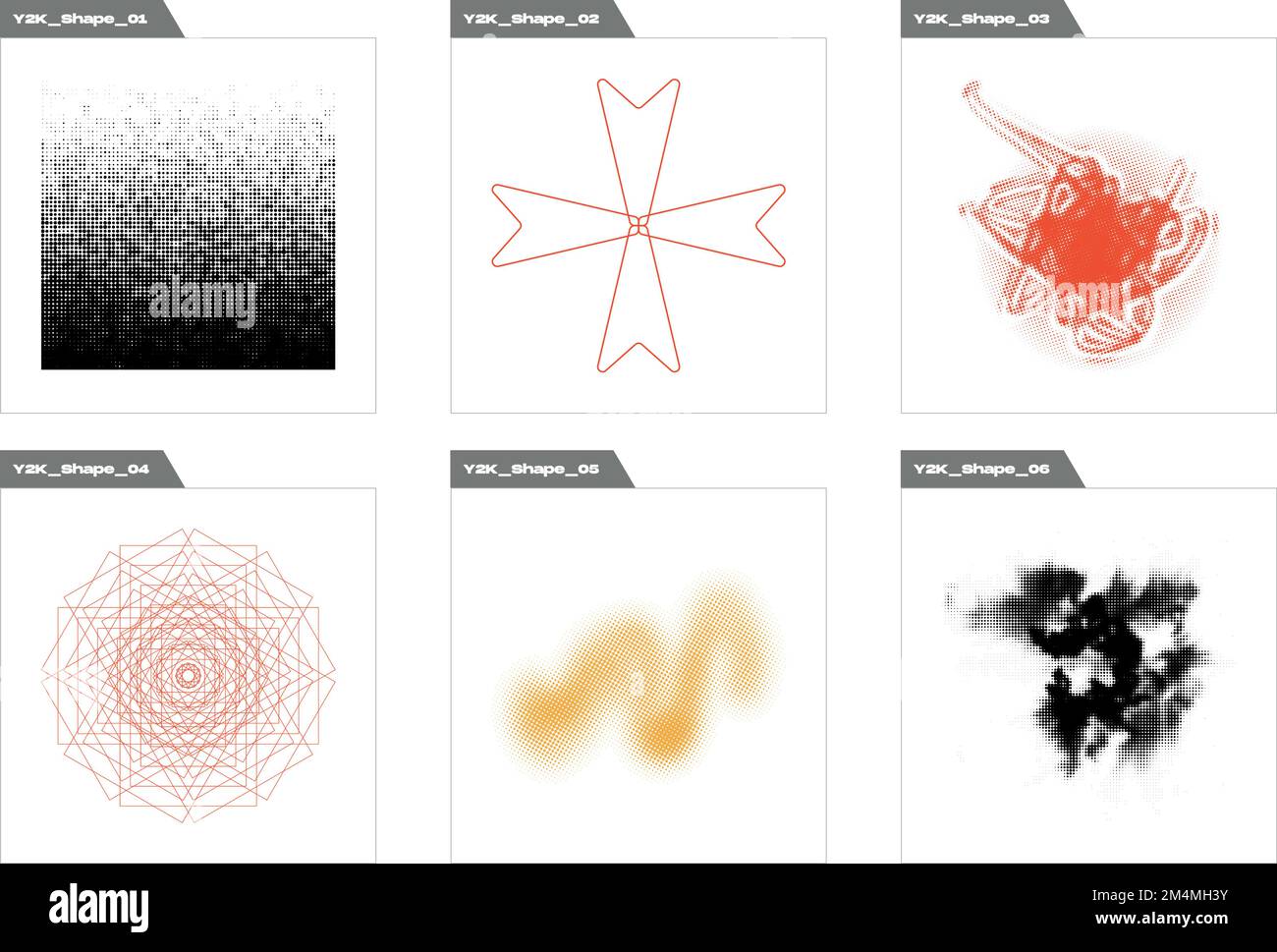 Collection of Y2K elements. Big collection of abstract graphic ...