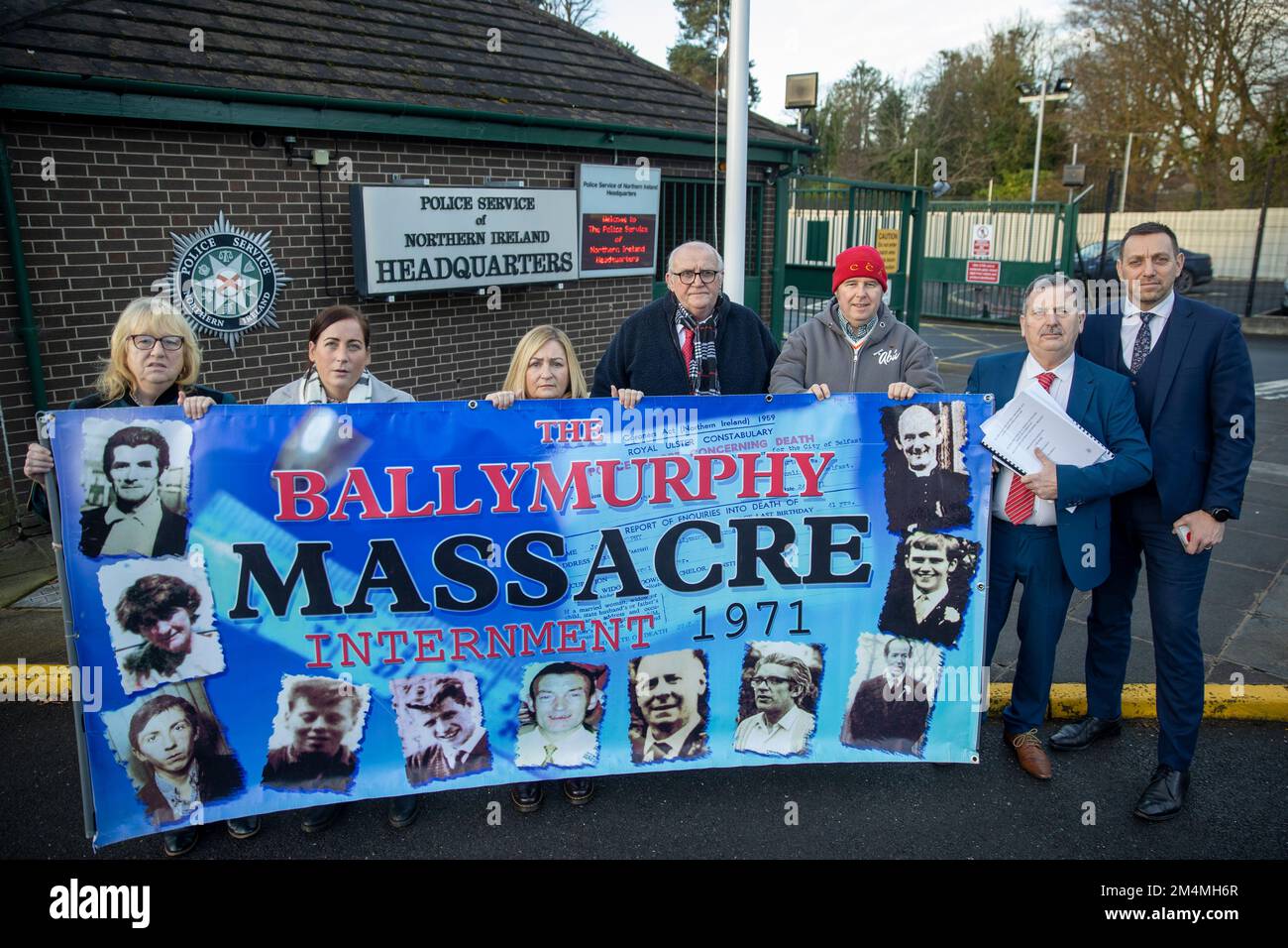 Members of the Ballymurphy families with their solicitor Padraig O ...
