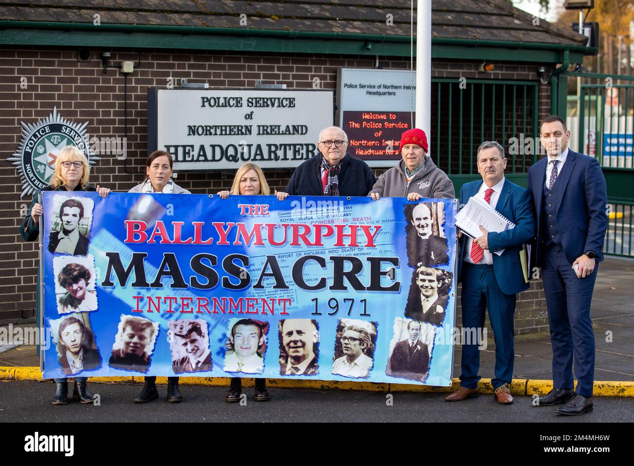 Members of the Ballymurphy families with their solicitor Padraig O ...