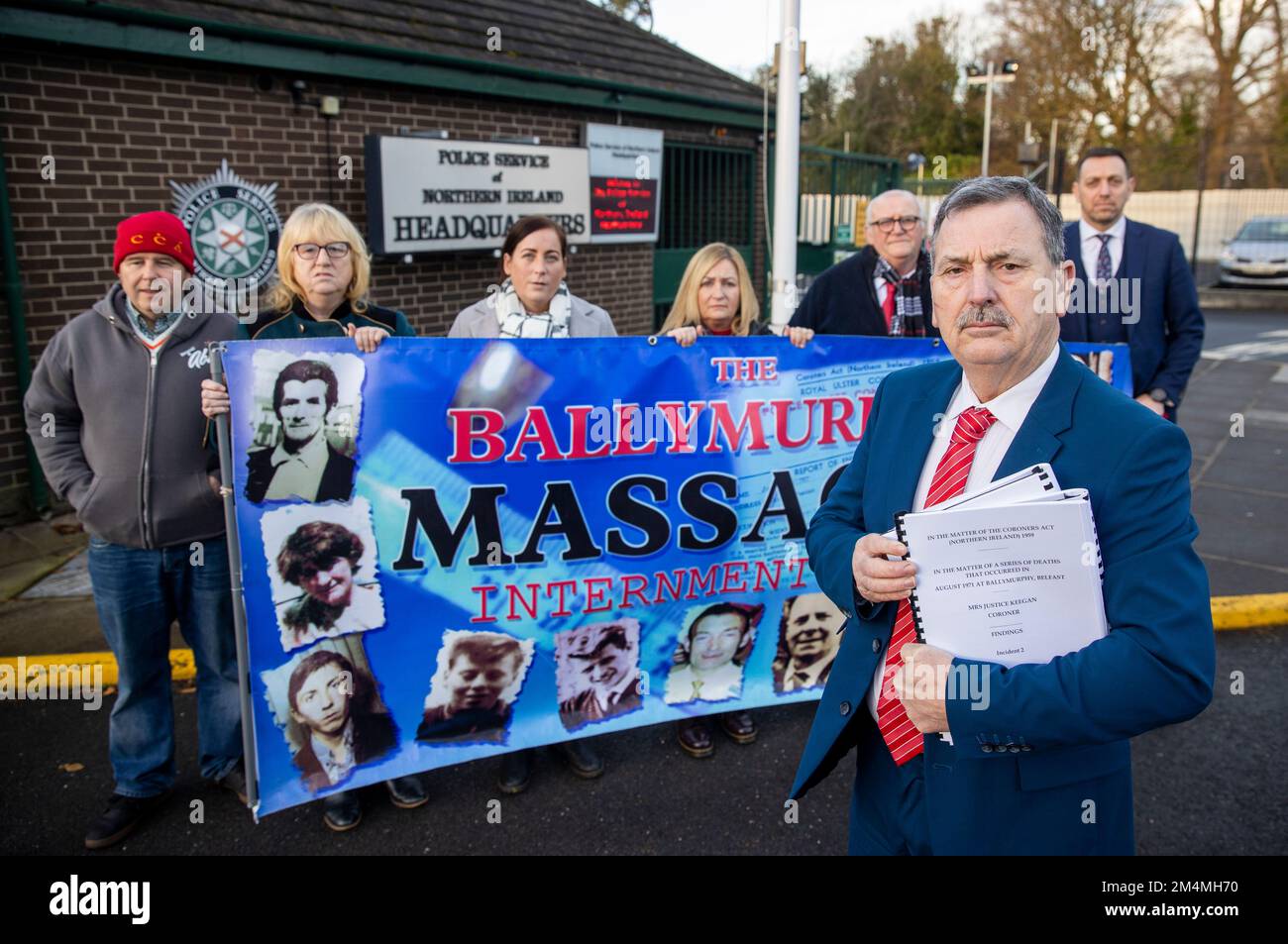 John Teggart (front) with other members of the Ballymurphy families and ...