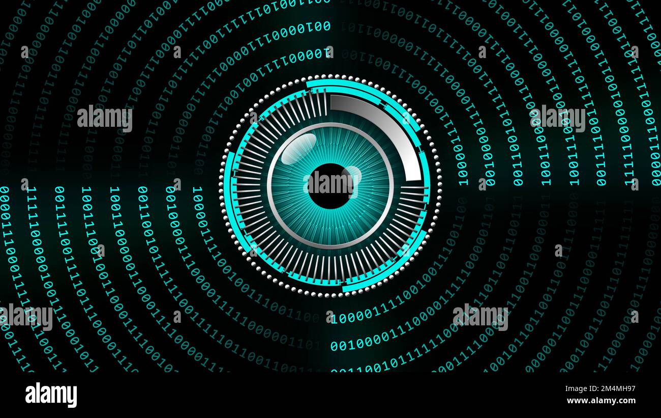 Magic eye in center of circular binary code - future technology concept - 3D Illustration Stock ...