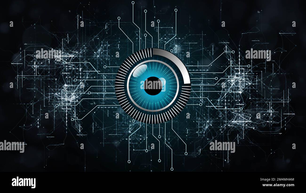 Electronic eye futuristic technology between information connecting ...