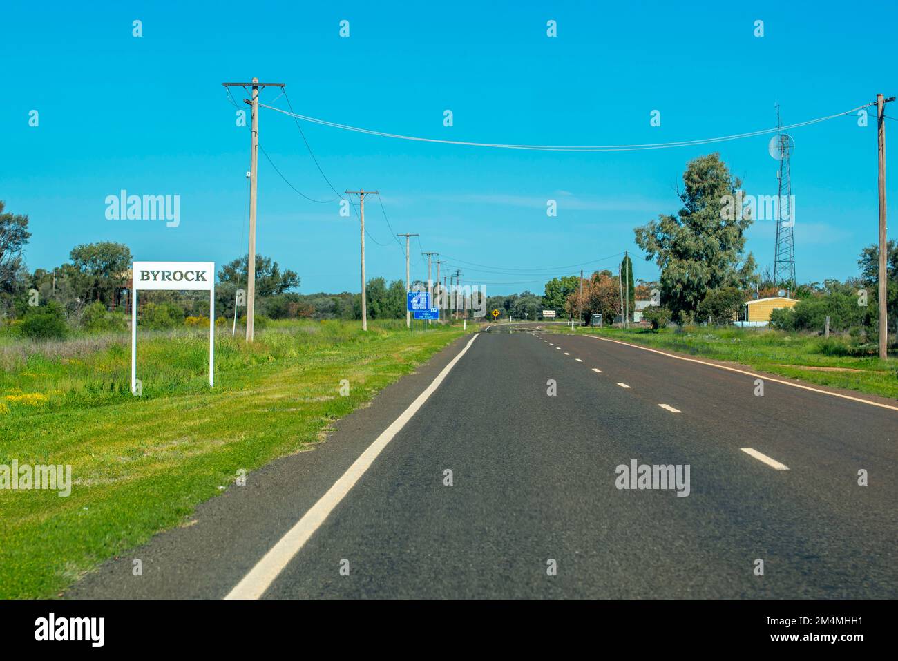 A sign marking the entrance to the town of Byrock in northwest outback ...