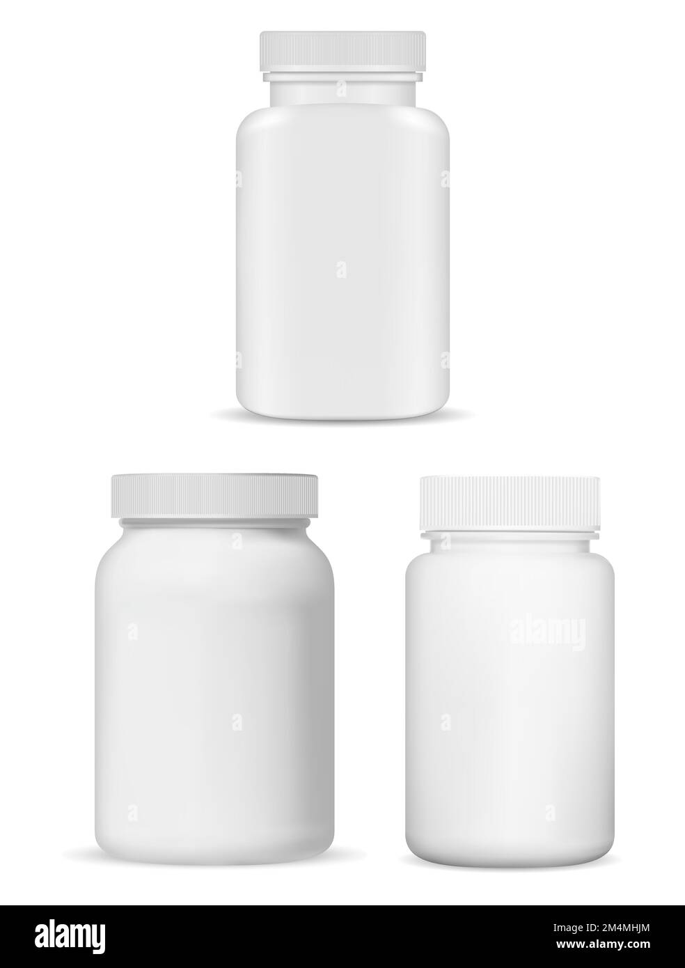 White plastic pill jar template. Vitamin supplement bottle blank ...