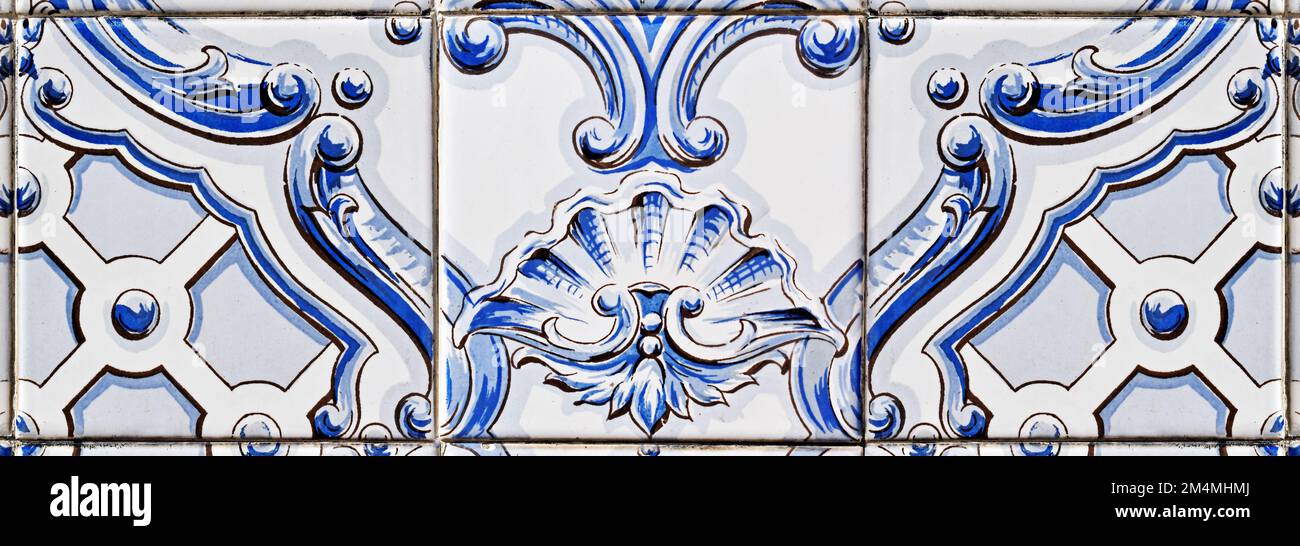 Decorative tiles on fountain wall (detail) in Teresopolis, Rio de ...