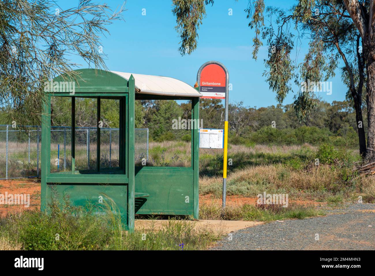 A bus stop in the small village of Girilambone in the western outback ...