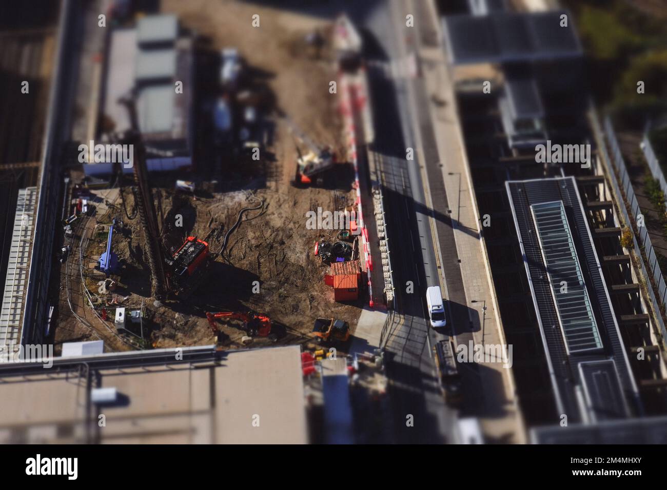 Construction site from above with blurred edges Stock Photo - Alamy