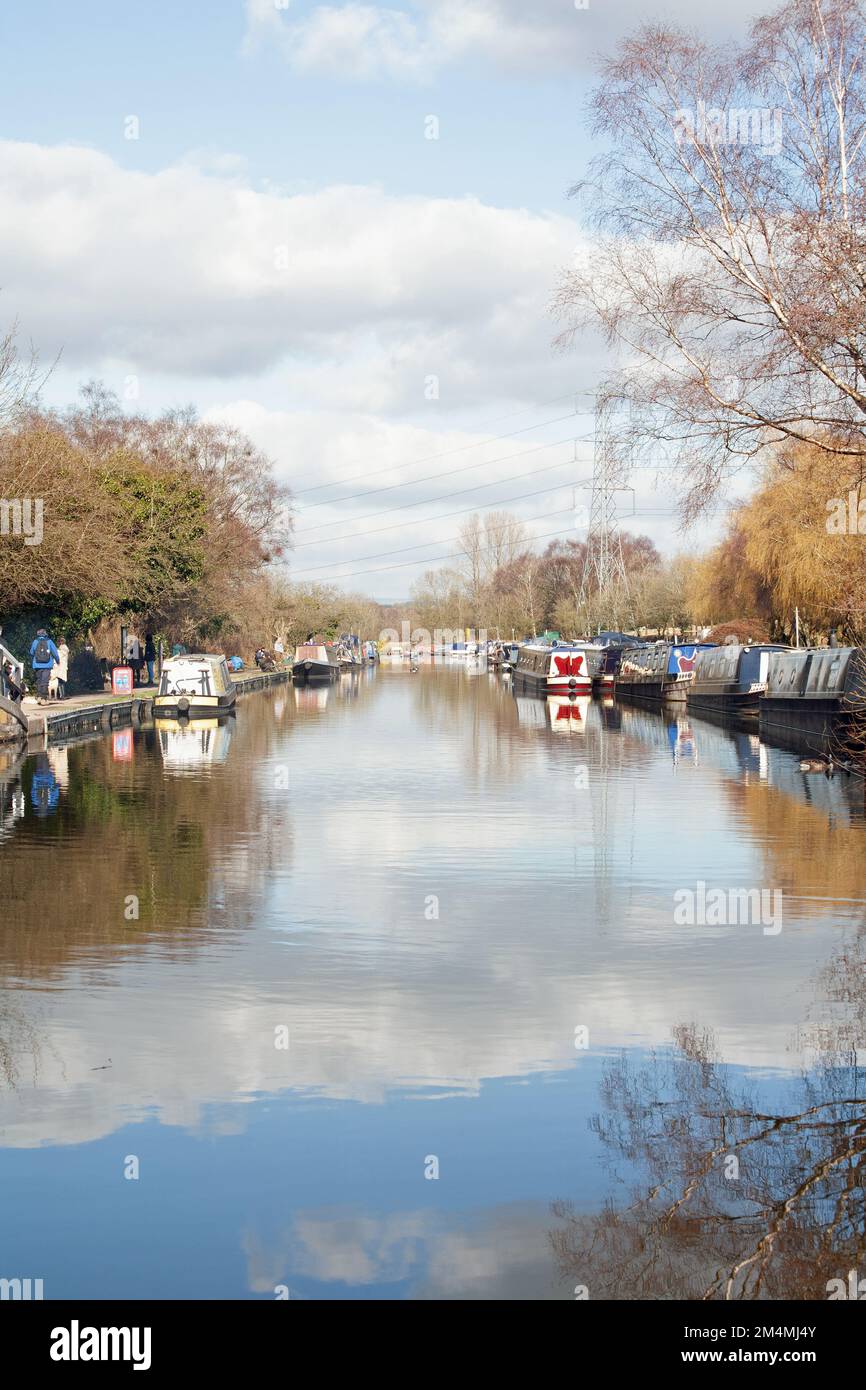 The Macclesfield Canal on a cold winter day at Higher Poynton Cheshire ...