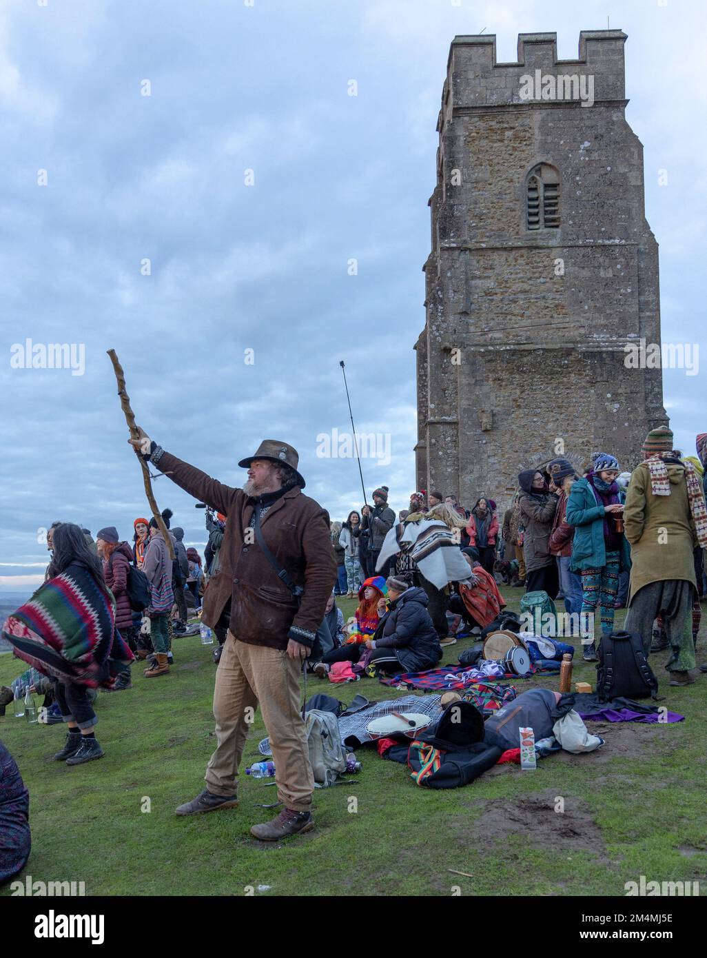 December 2022 - Man welcoming the sunrise of the Winter Solstice on the ...