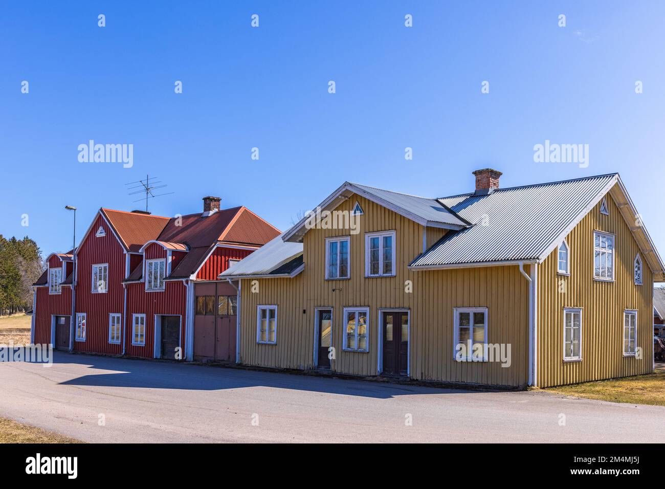 Old empty buildings on a street in a countryside village Stock Photo ...