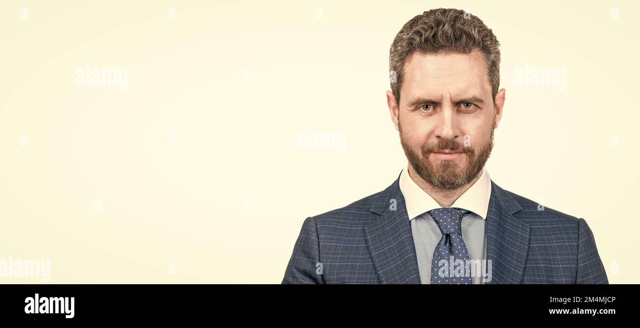Middle-aged office worker wear navy suit with tie in formal business ...