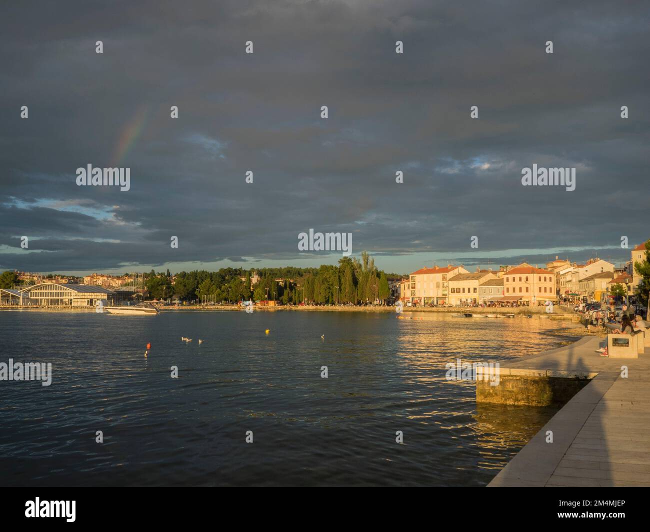 Rainbow over the Harbour, Waterfront, Porec, Istria, Croatia Stock ...