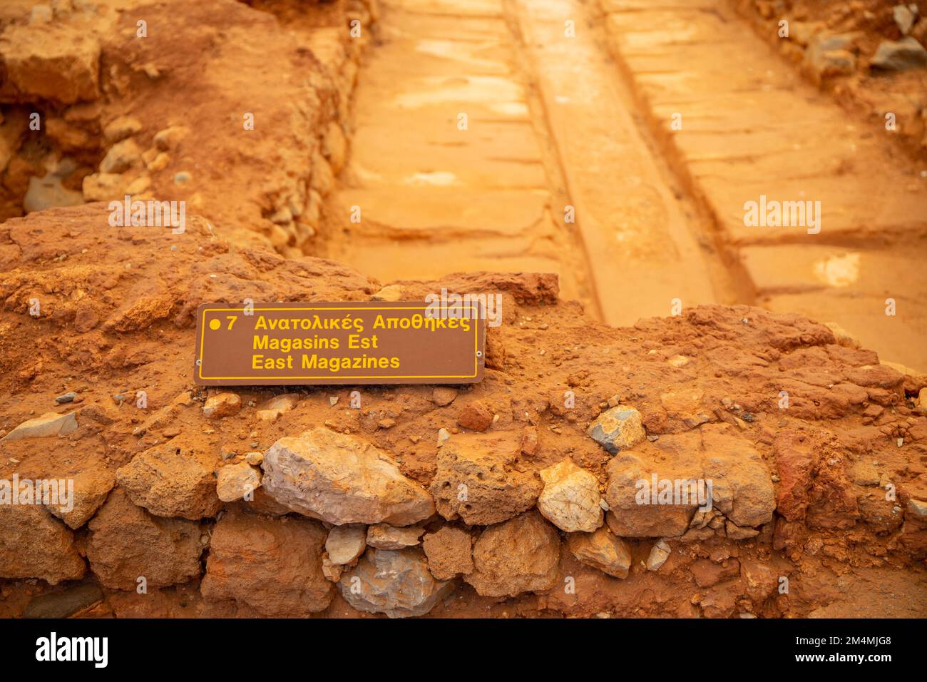 Ancient archaeological site in Crete with stone ruins. High quality ...