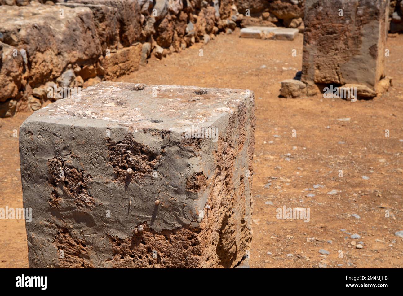Ancient archaeological site in Crete with stone ruins. High quality ...