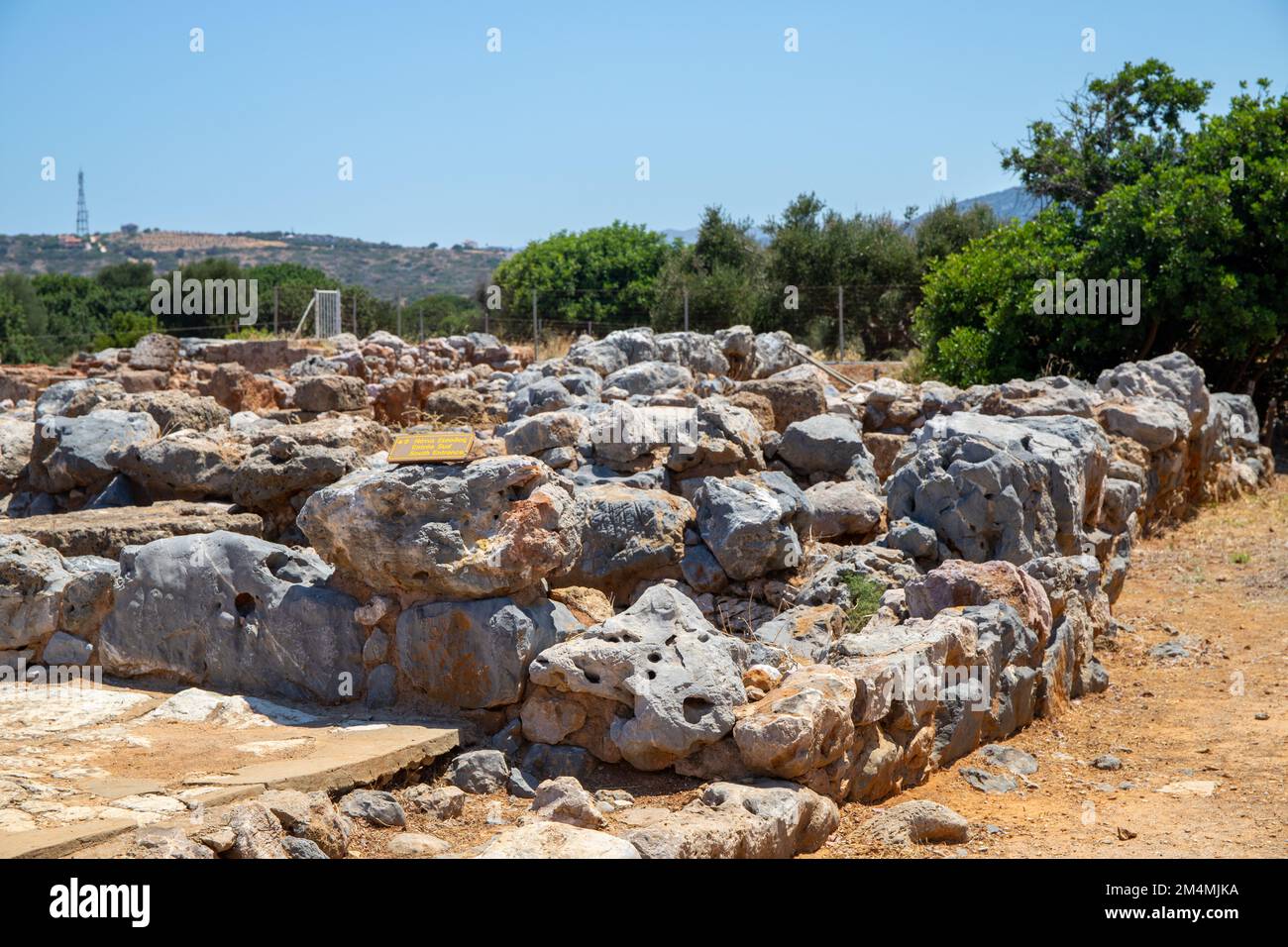 Ancient archaeological site in Crete with stone ruins. High quality ...