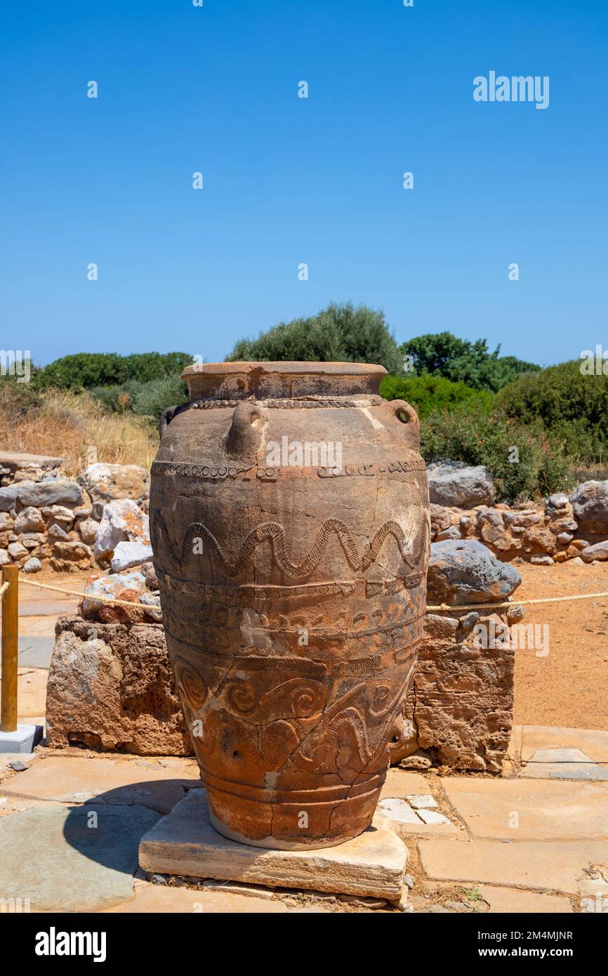 Ancient archaeological site in Crete with stone ruins. High quality ...