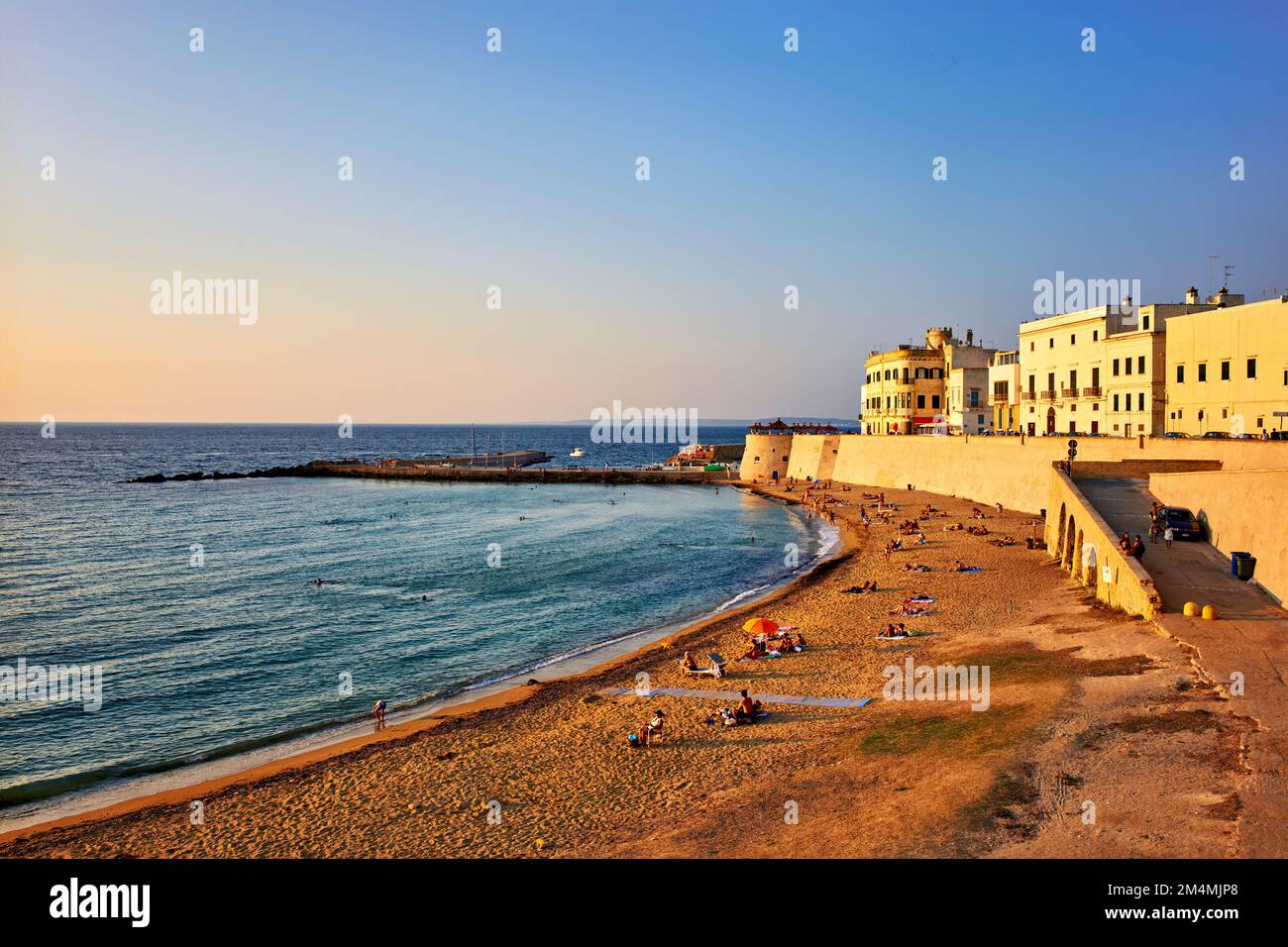 Salento. Apulia Puglia Italy. Gallipoli. People on the beach Stock ...
