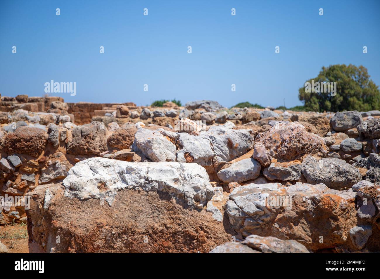 Ancient archaeological site in Crete with stone ruins. High quality ...