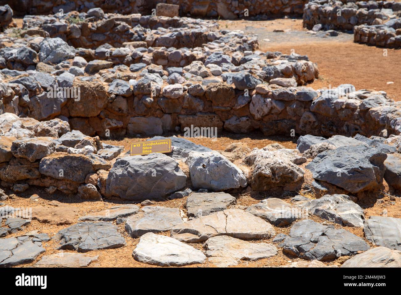 Ancient archaeological site in Crete with stone ruins. High quality ...
