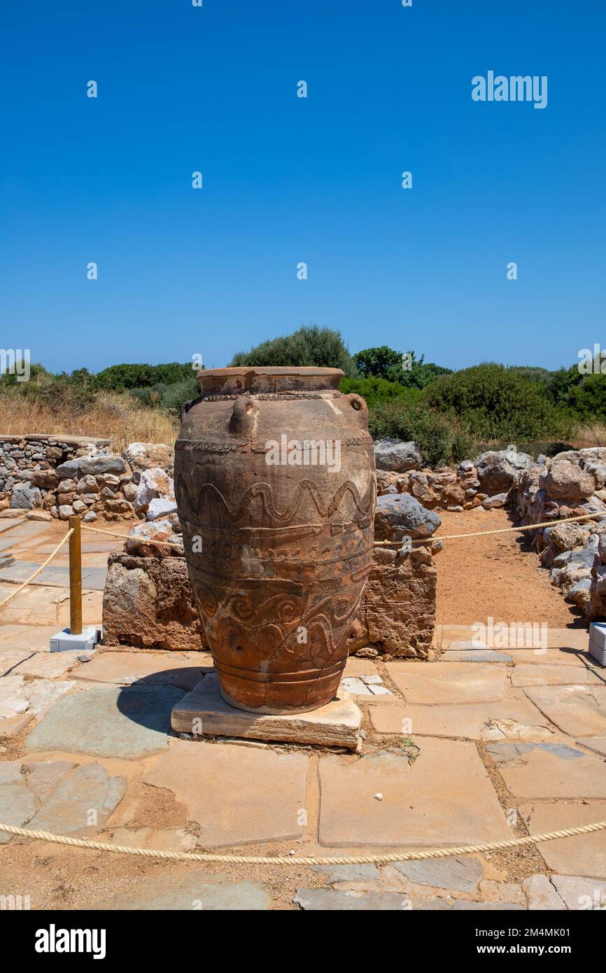 Ancient archaeological site in Crete with stone ruins. High quality ...