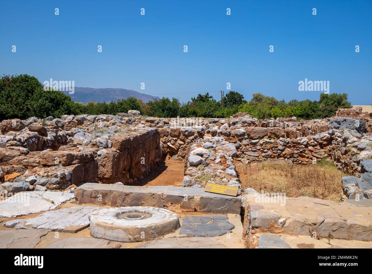 Ancient archaeological site in Crete with stone ruins. High quality ...