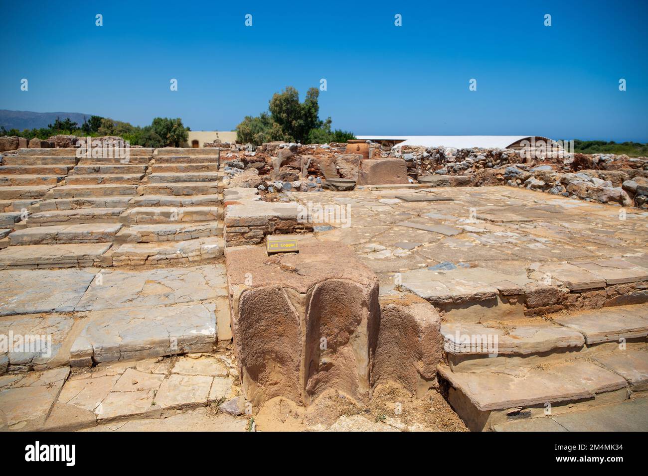 Ancient archaeological site in Crete with stone ruins. High quality ...