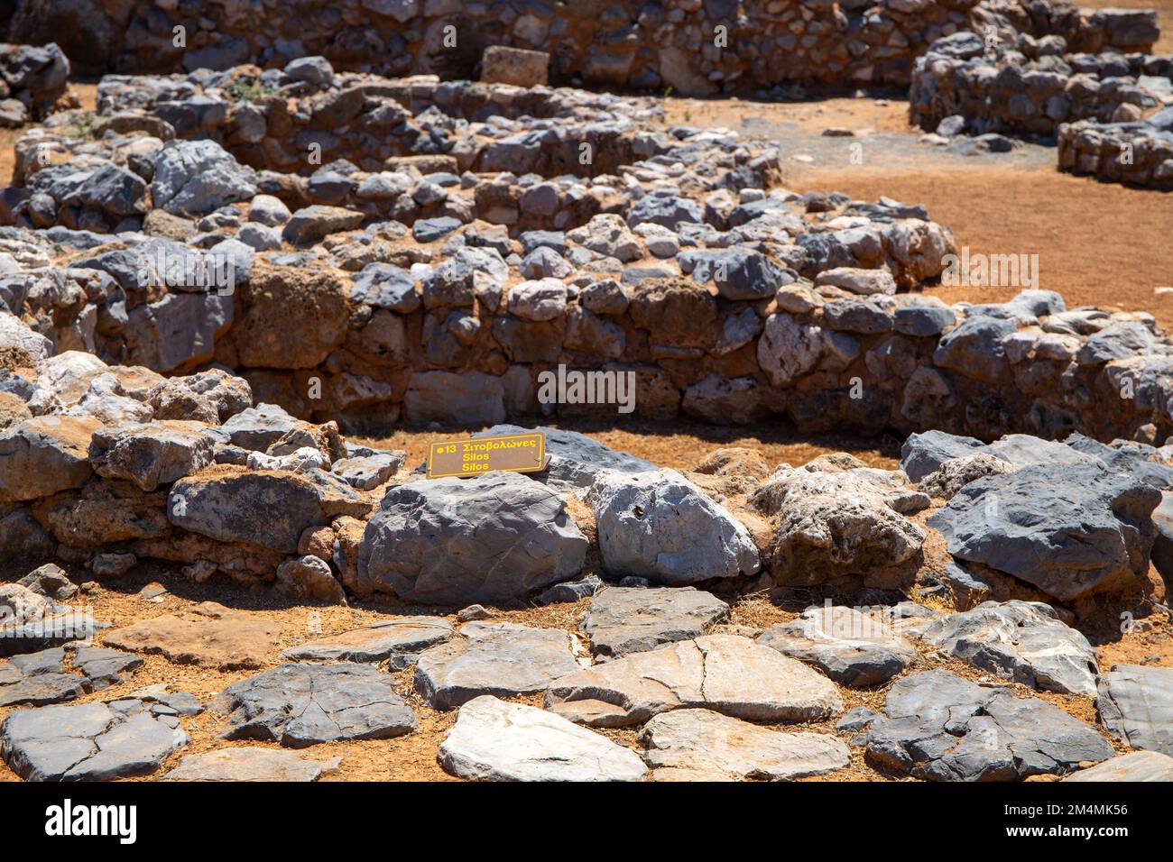 Ancient archaeological site in Crete with stone ruins. High quality ...