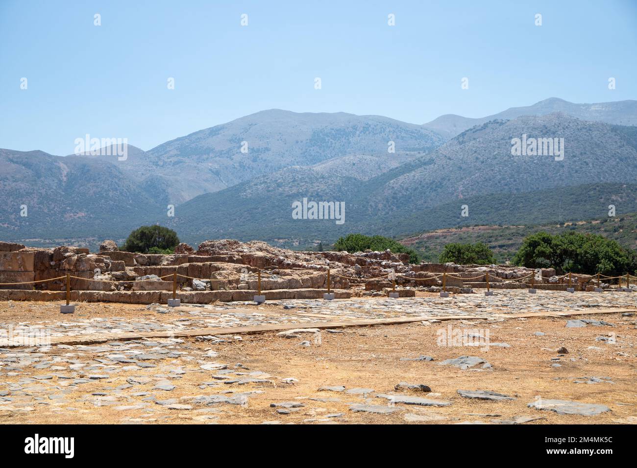 Ancient archaeological site in Crete with stone ruins. High quality ...