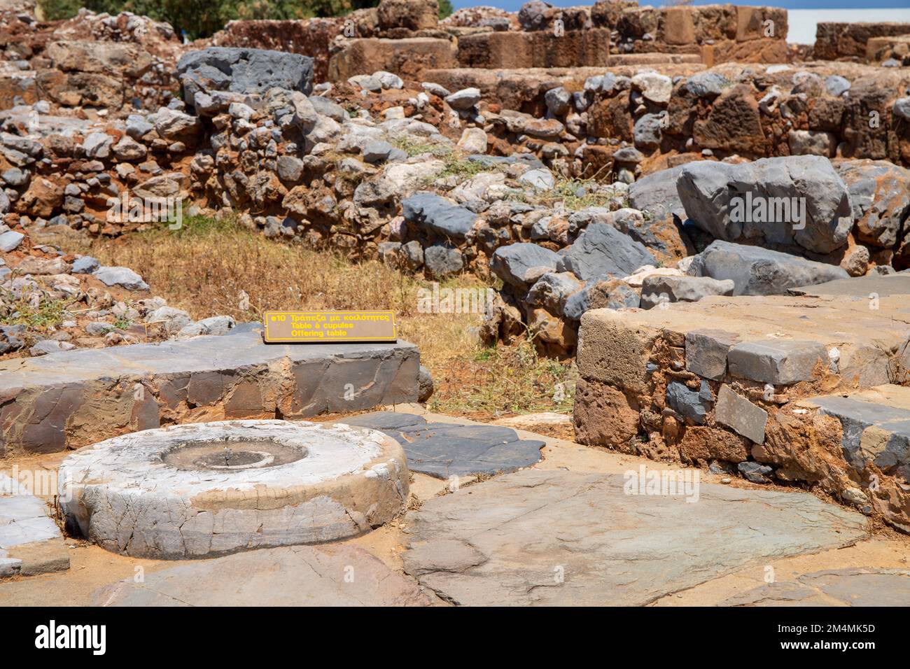 Ancient archaeological site in Crete with stone ruins. High quality ...