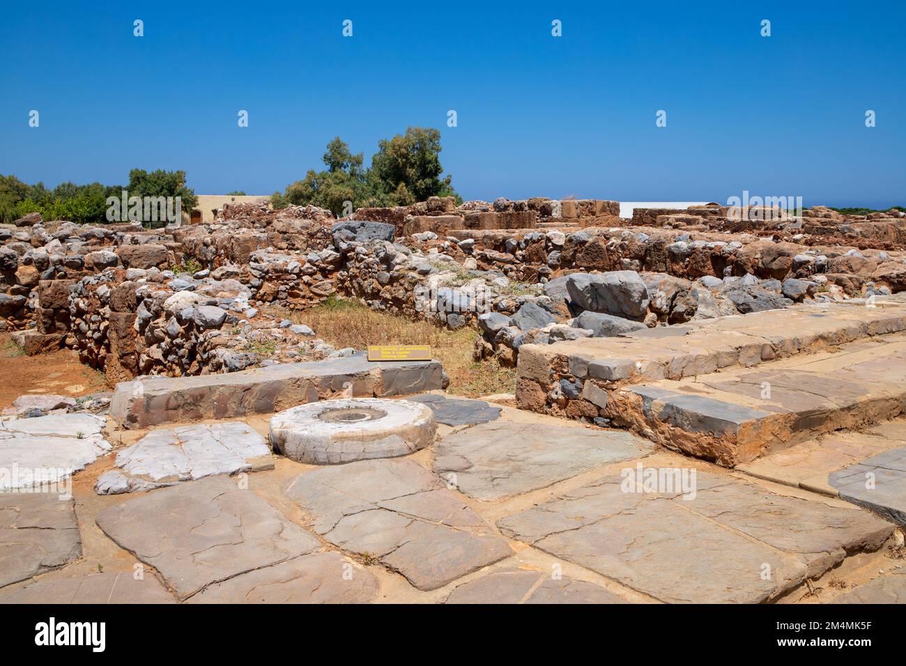 Ancient archaeological site in Crete with stone ruins. High quality ...