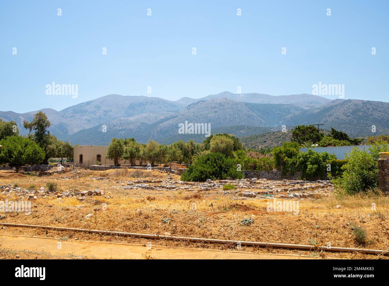 Ancient archaeological site in Crete with stone ruins. High quality ...
