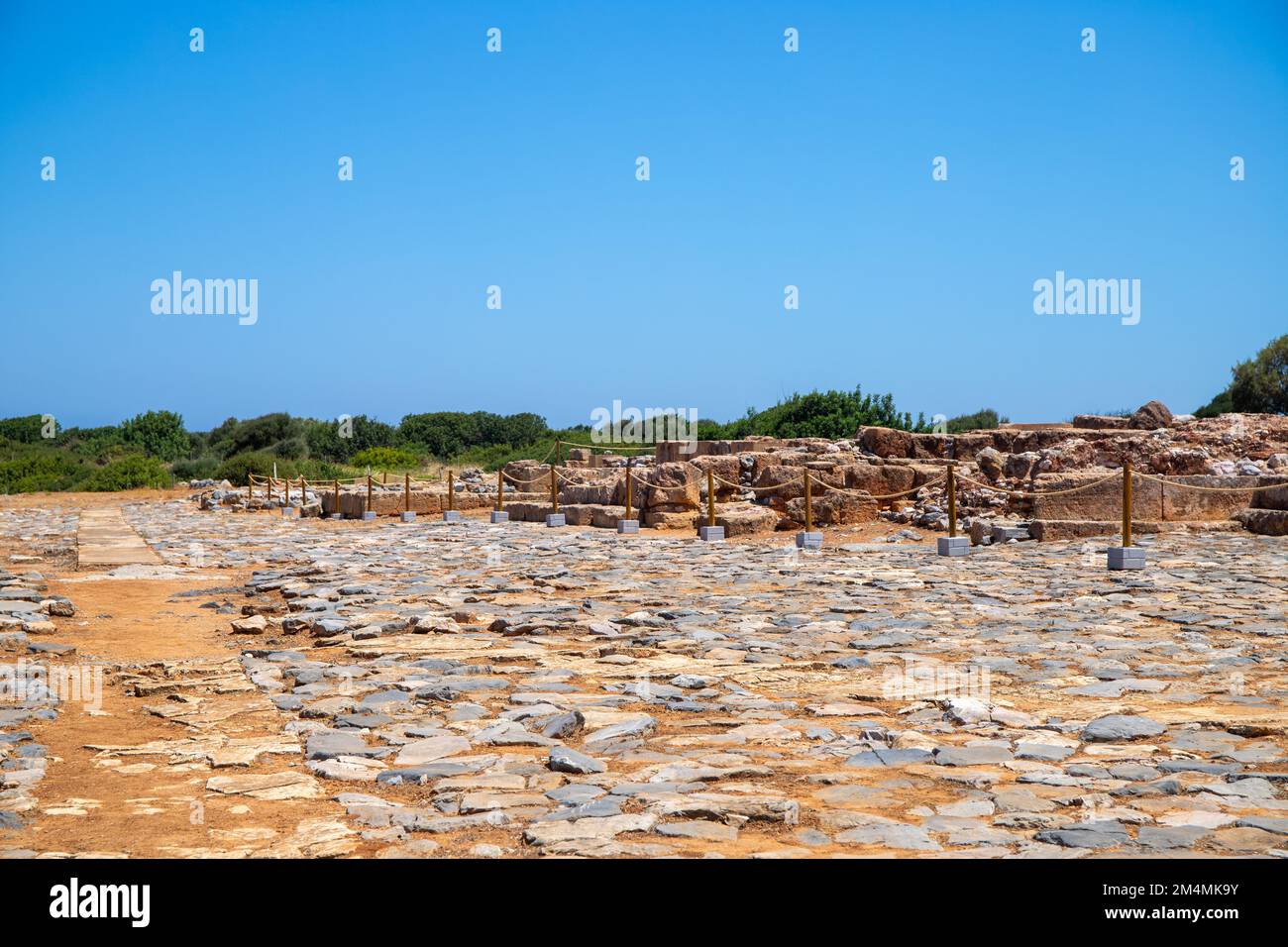 Ancient archaeological site in Crete with stone ruins. High quality ...