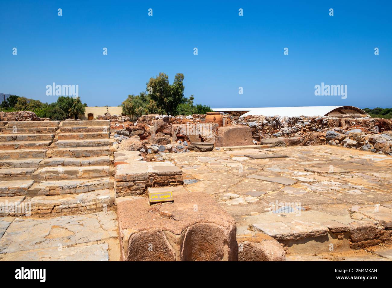 Ancient archaeological site in Crete with stone ruins. High quality ...
