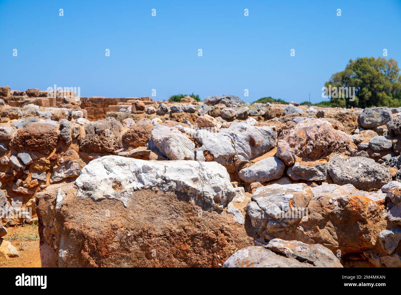 Ancient archaeological site in Crete with stone ruins. High quality ...
