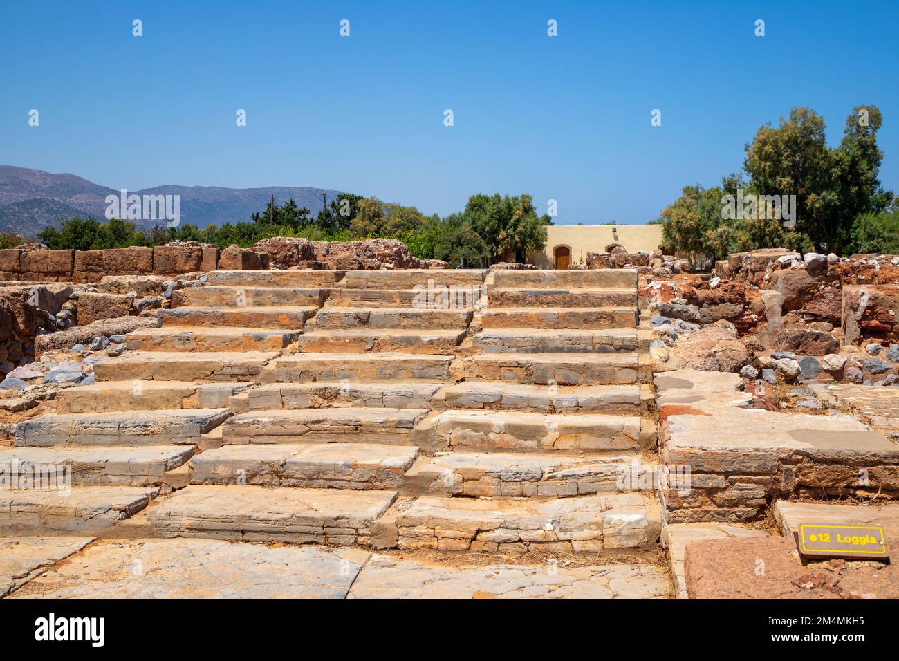 Ancient archaeological site in Crete with stone ruins. High quality ...