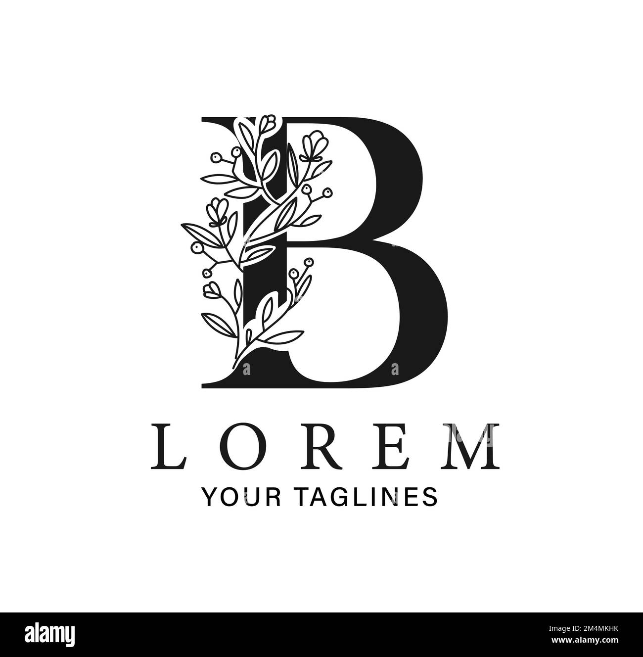 Black initial letter B with swirls and floral decors Stock Vector Image ...