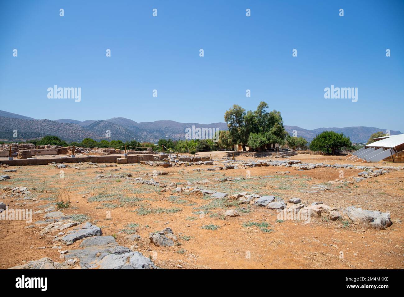 Ancient archaeological site in Crete with stone ruins. High quality ...
