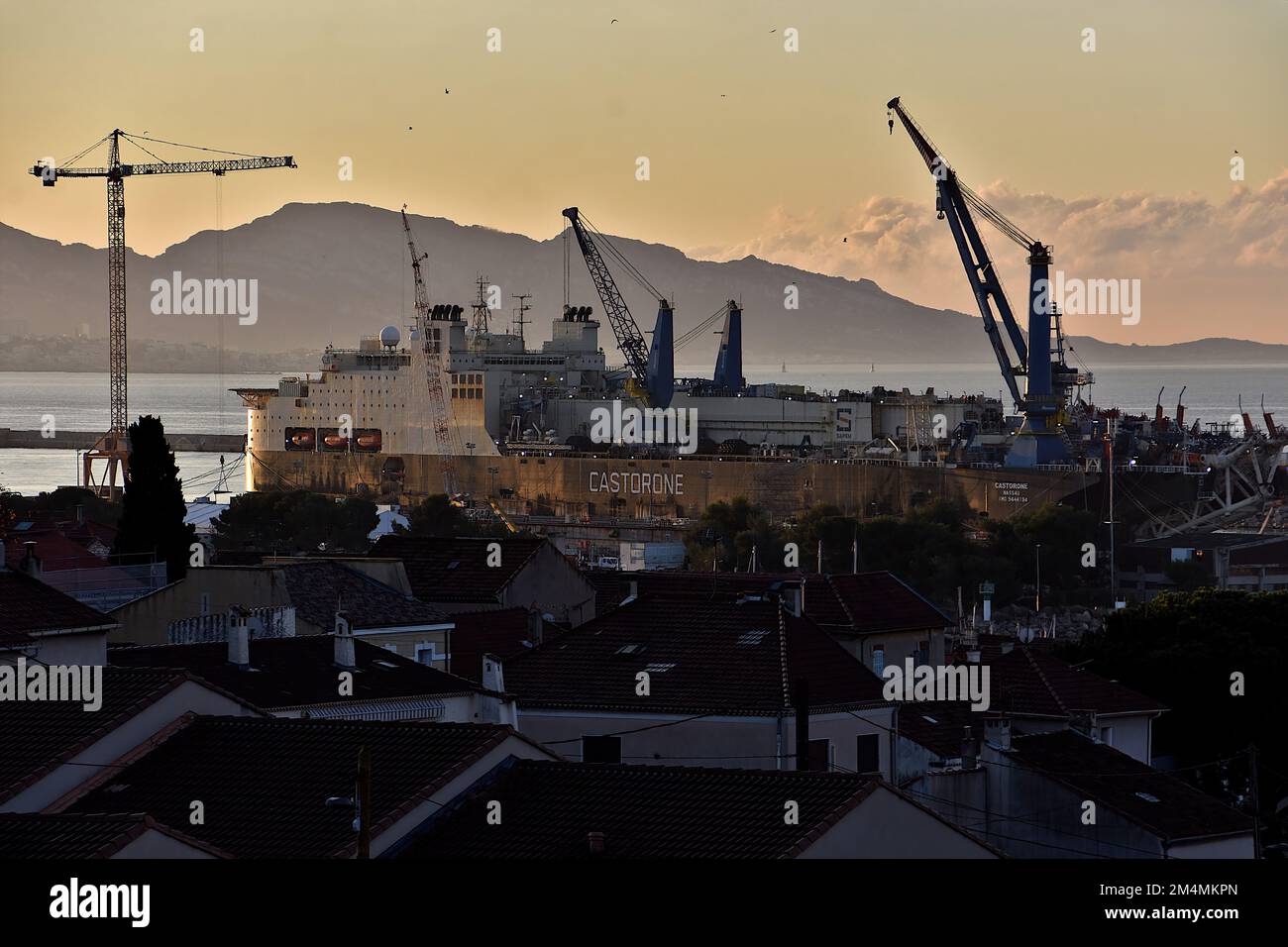 The Pipe Laying Vessel (PLV) Castorone is docked in the French ...