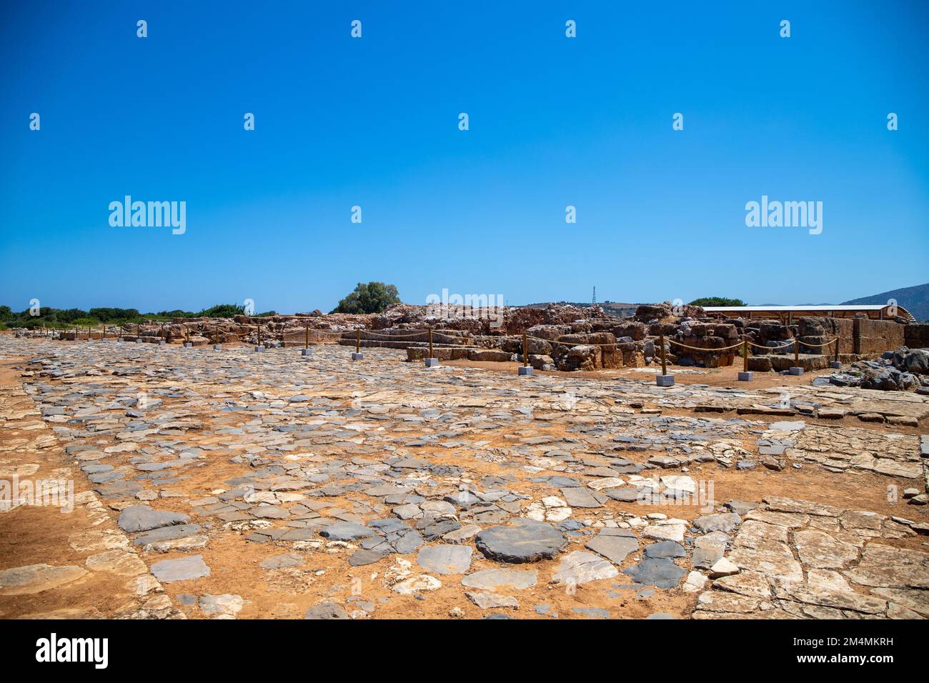 Ancient archaeological site in Crete with stone ruins. High quality ...