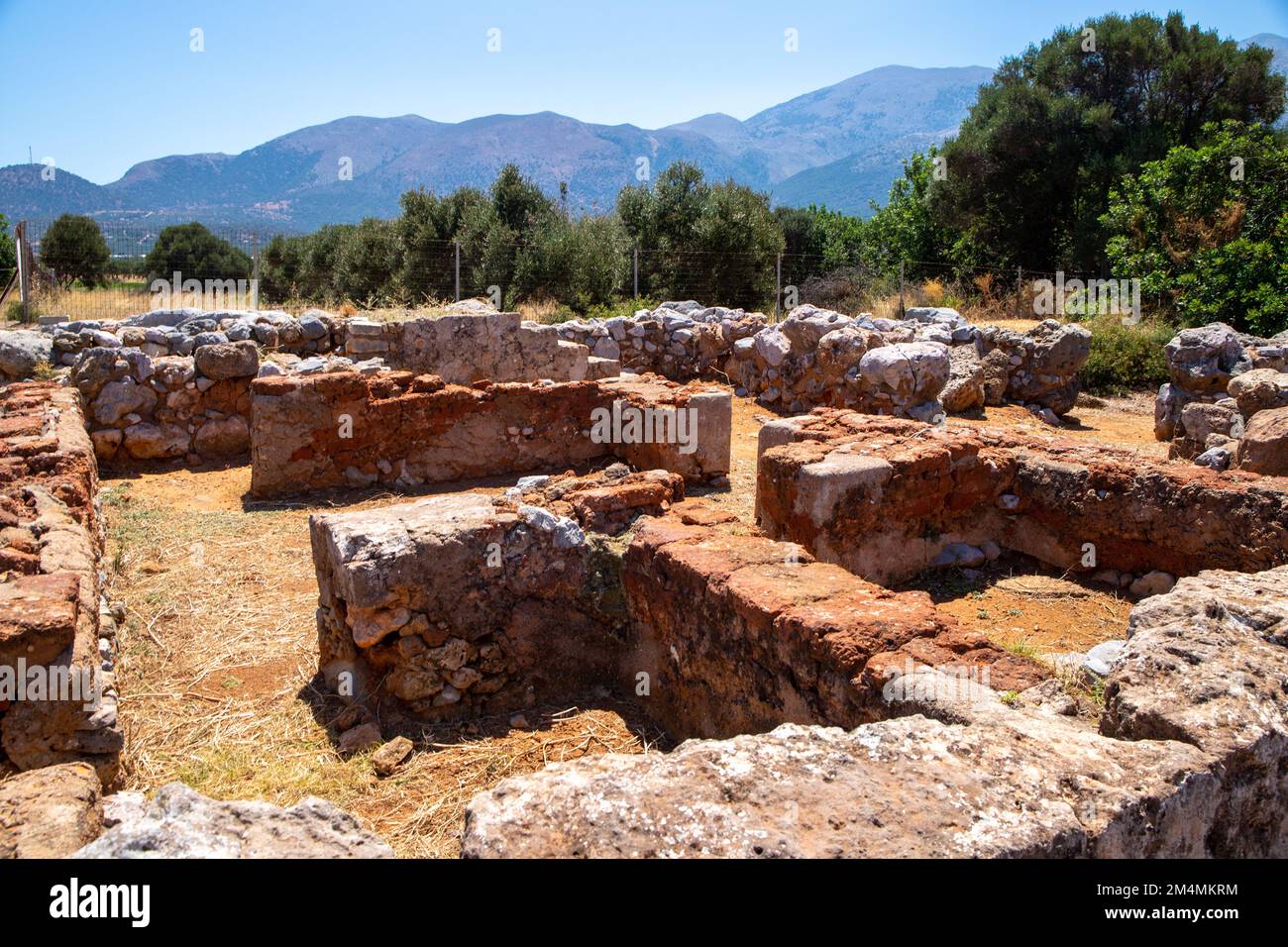 Ancient archaeological site in Crete with stone ruins. High quality ...