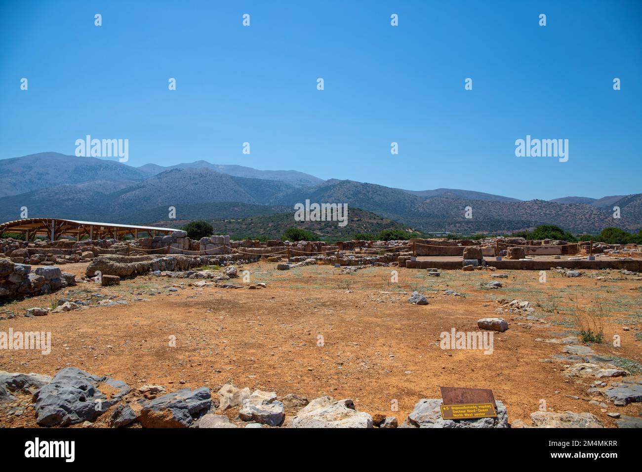 Ancient archaeological site in Crete with stone ruins. High quality ...