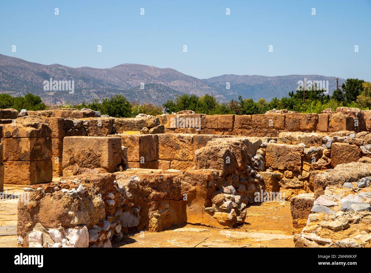 Ancient archaeological site in Crete with stone ruins. High quality ...