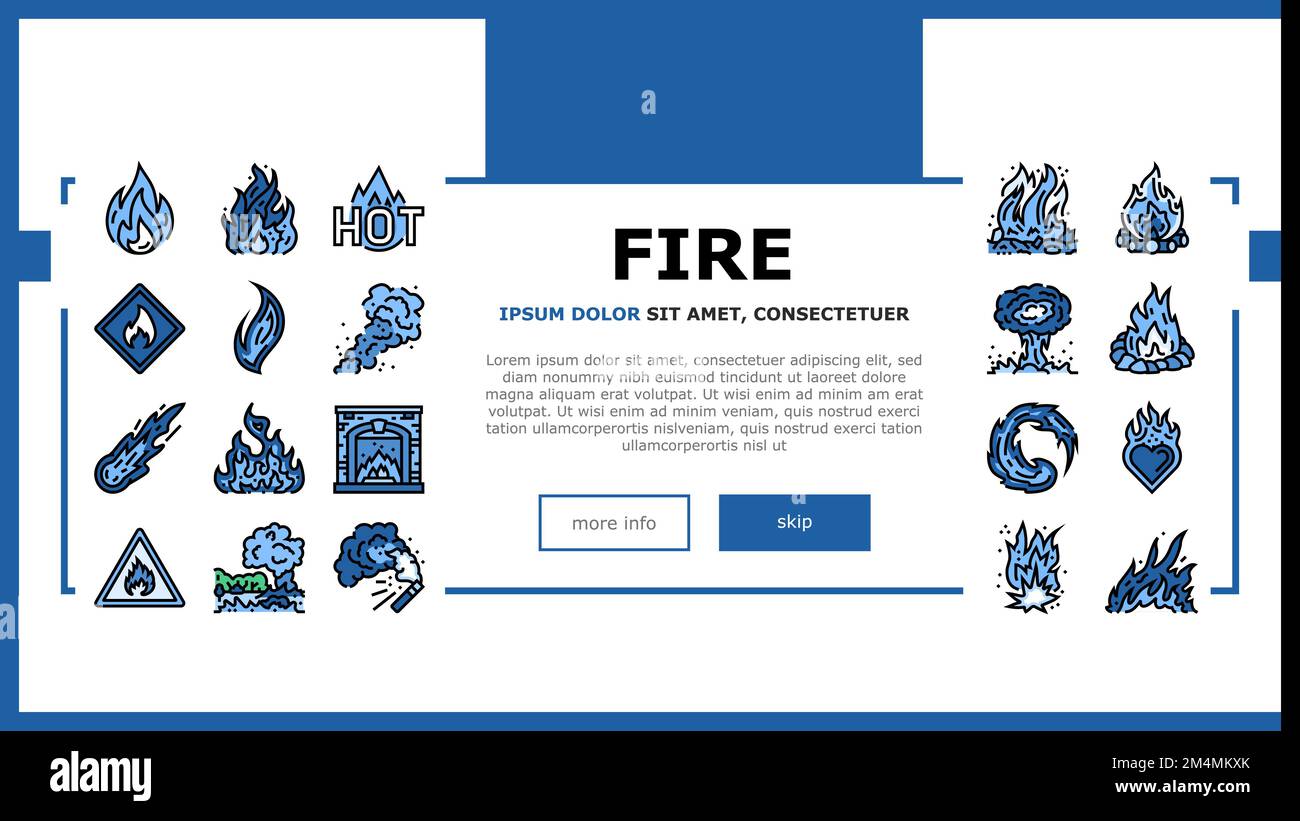 flame hot fire burn bonfire heat landing header vector Stock Vector ...
