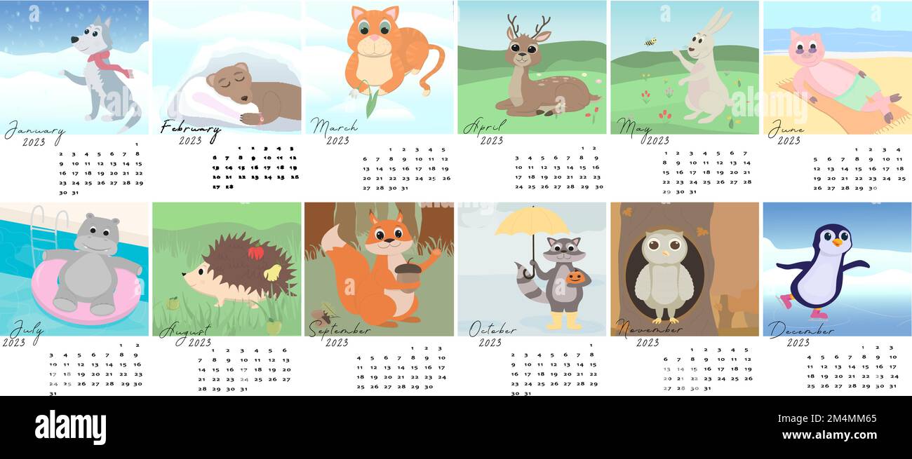 Calendar 2023 individual design, personal planner, cute background ...
